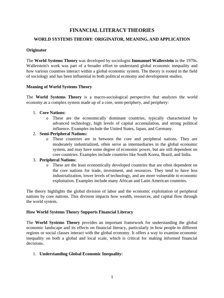 Financial Literacy Theories Explained | PDF | Self Efficacy | Decision ...