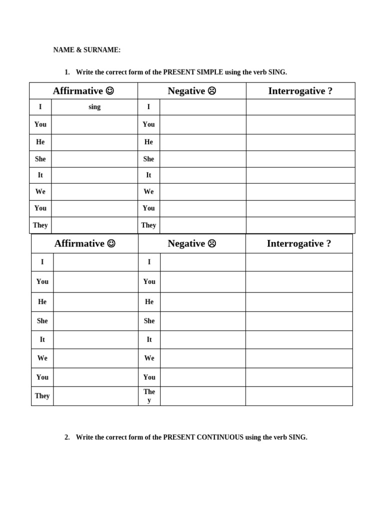 Miniexam Simple & Continuous | PDF | Language Mechanics | Language Families