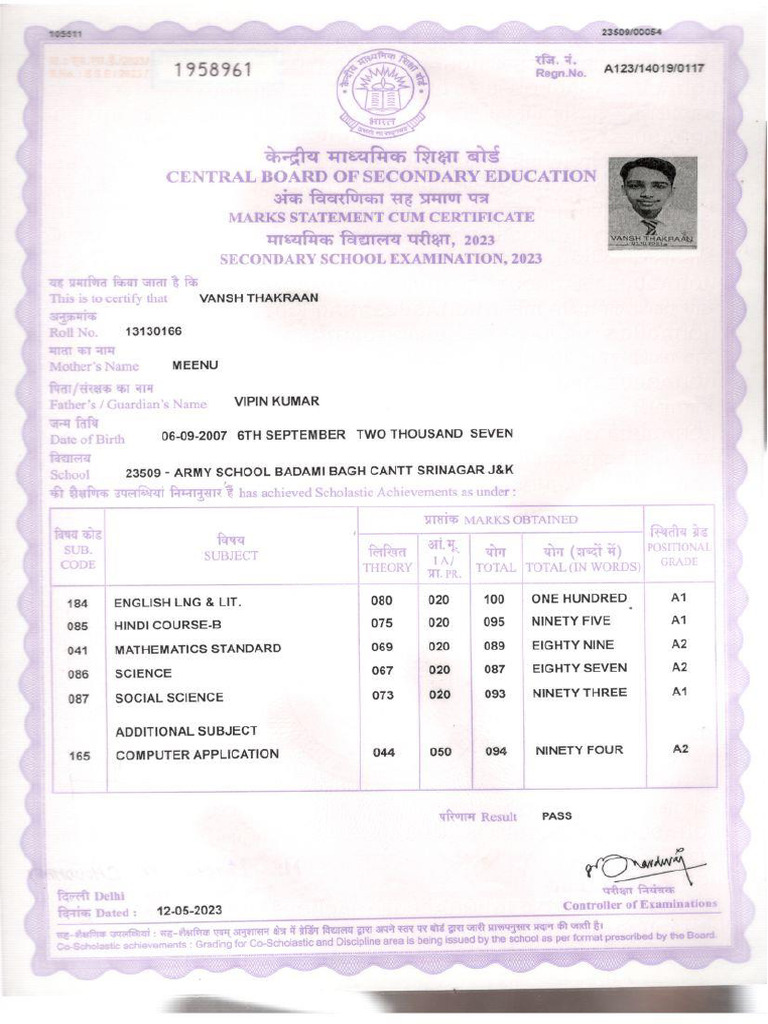 Class X Certificate | PDF