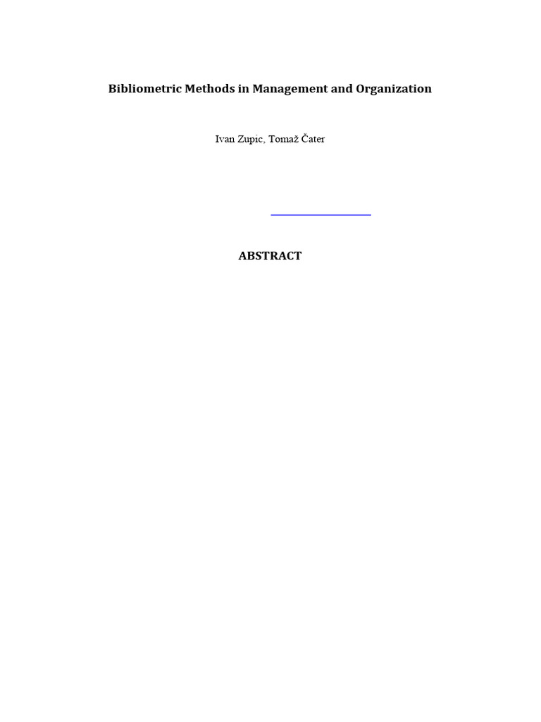 Bibliometric Methods in Management | PDF | Citation | Systematic Review