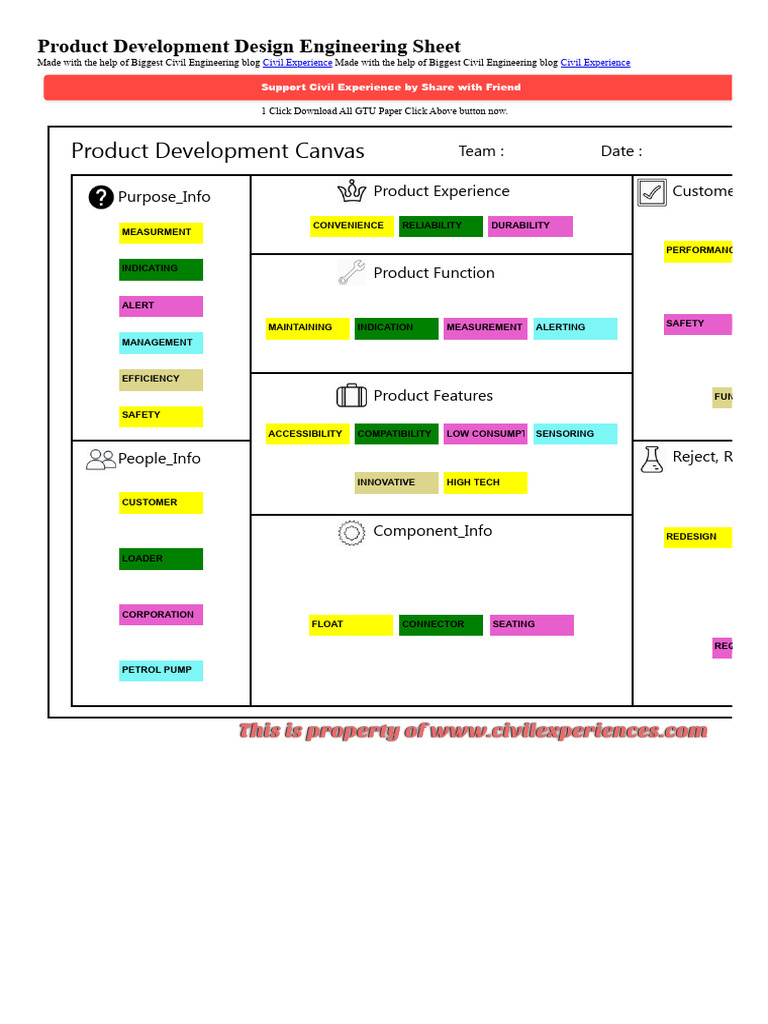 Product Development Design Engineering Sheet Maker | PDF