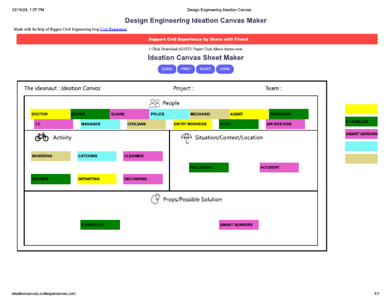 Design Engineering Ideation Canvas | PDF