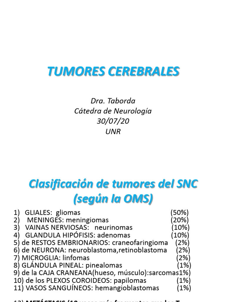 TUMORES CEREBRALES | PDF | Tumor cerebral | Sistema nervioso central