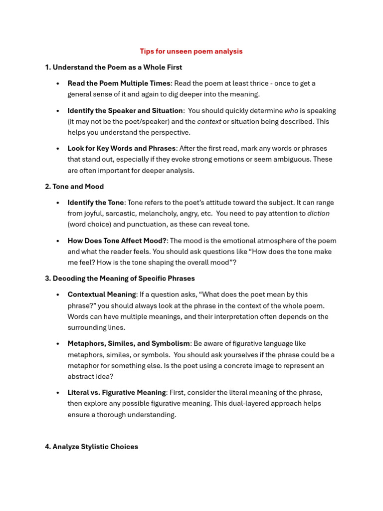 Tips_for_poetry_analysis | PDF | Poetry | Human Communication