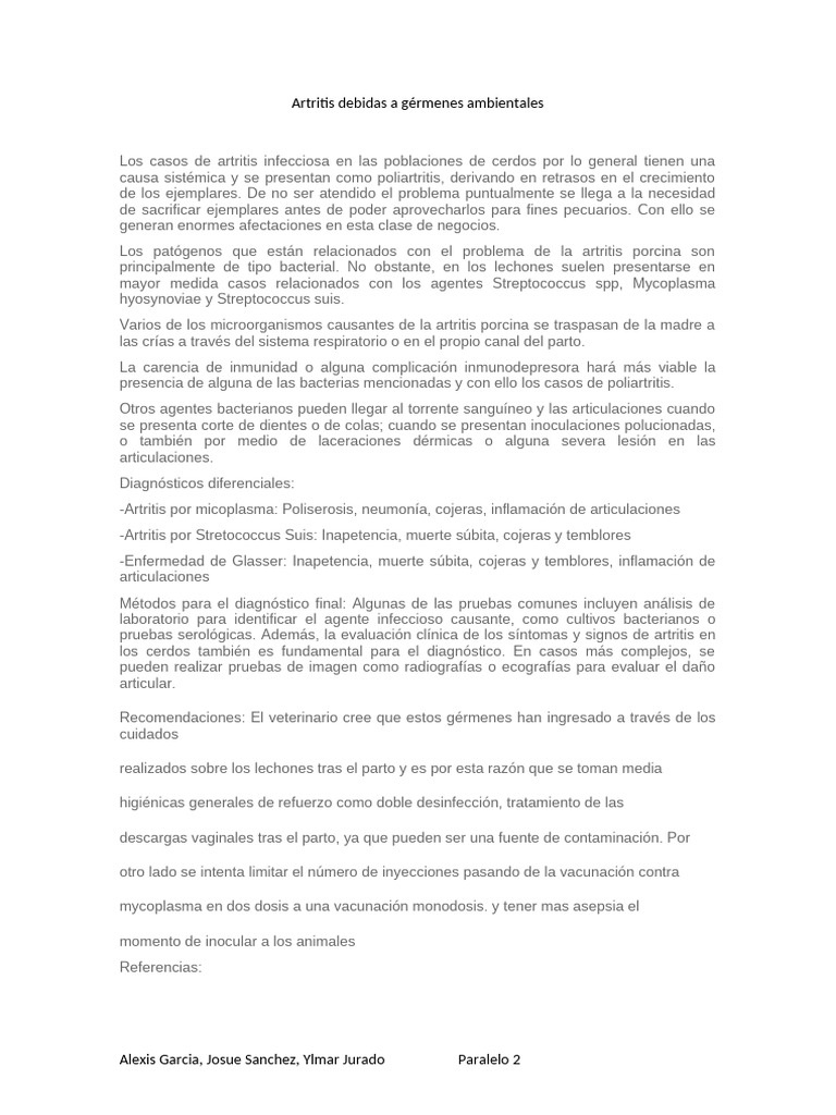 Artritis Debidas A Gérmenes Ambientales | PDF | Patógeno | Micoplasma