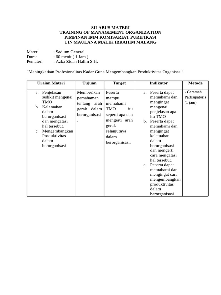 Silabus Stadium General Tmo | PDF
