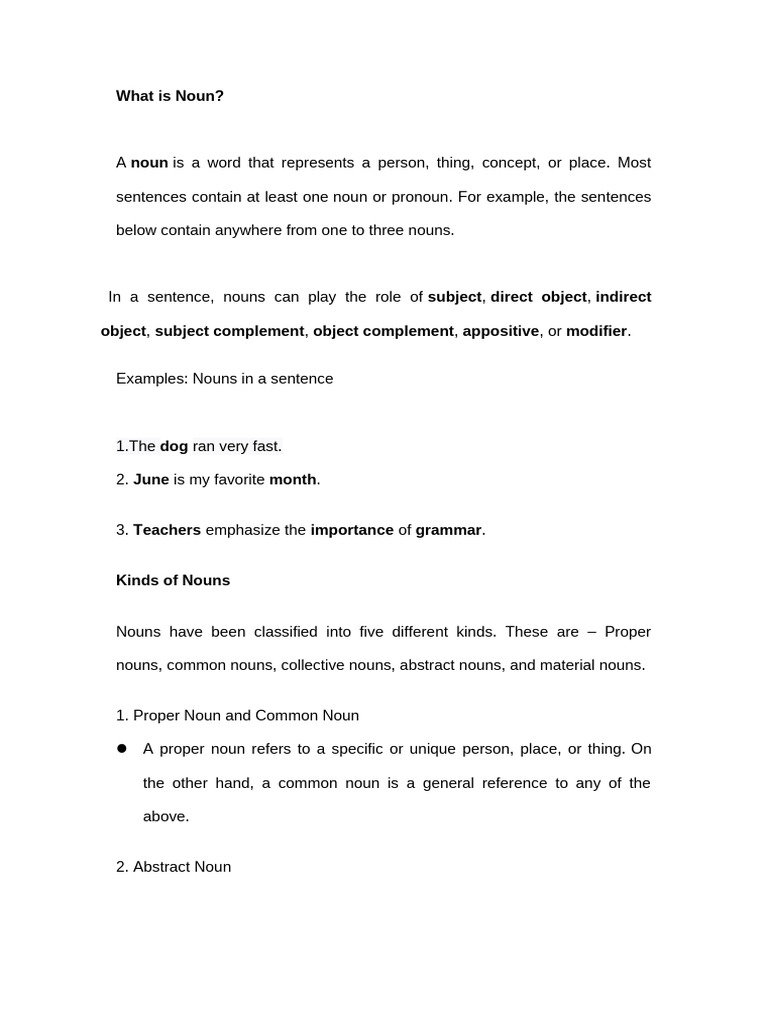 Understanding Nouns and Their Types | PDF