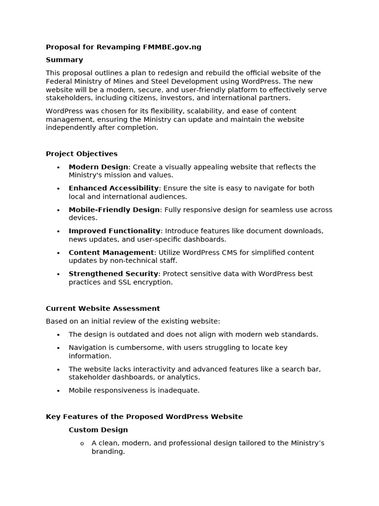 Proposal For Revamping Website | PDF | Websites | Word Press