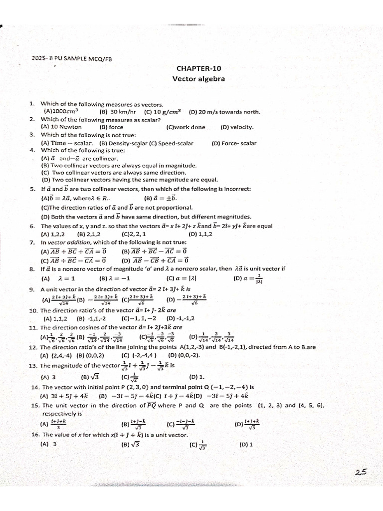 Vector Algebra | PDF