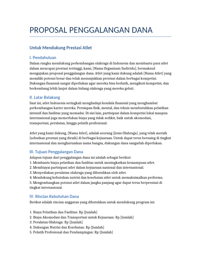 Proposal Penggalangan Dana Atlet | PDF