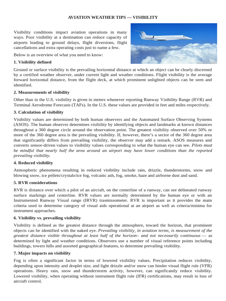 Visibility | PDF | Visual Flight Rules | Instrument Flight Rules