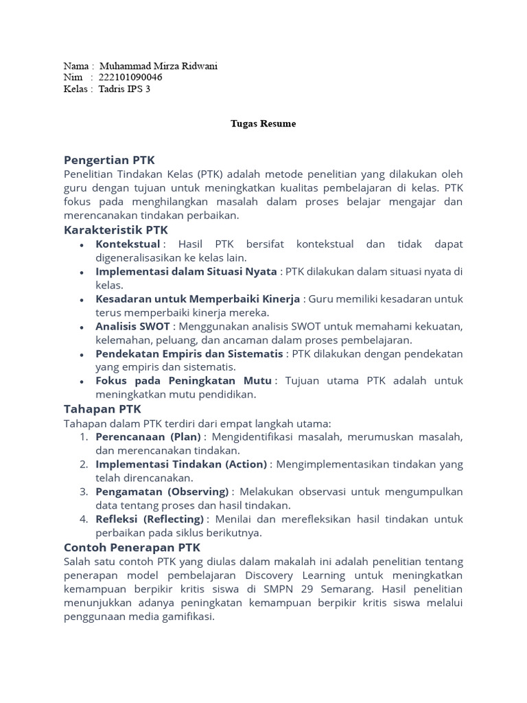 Resume PTK | PDF