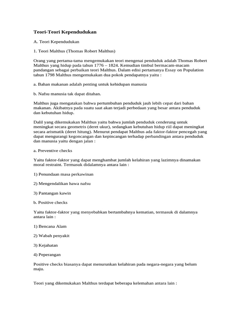 Teori Kependudukan | PDF