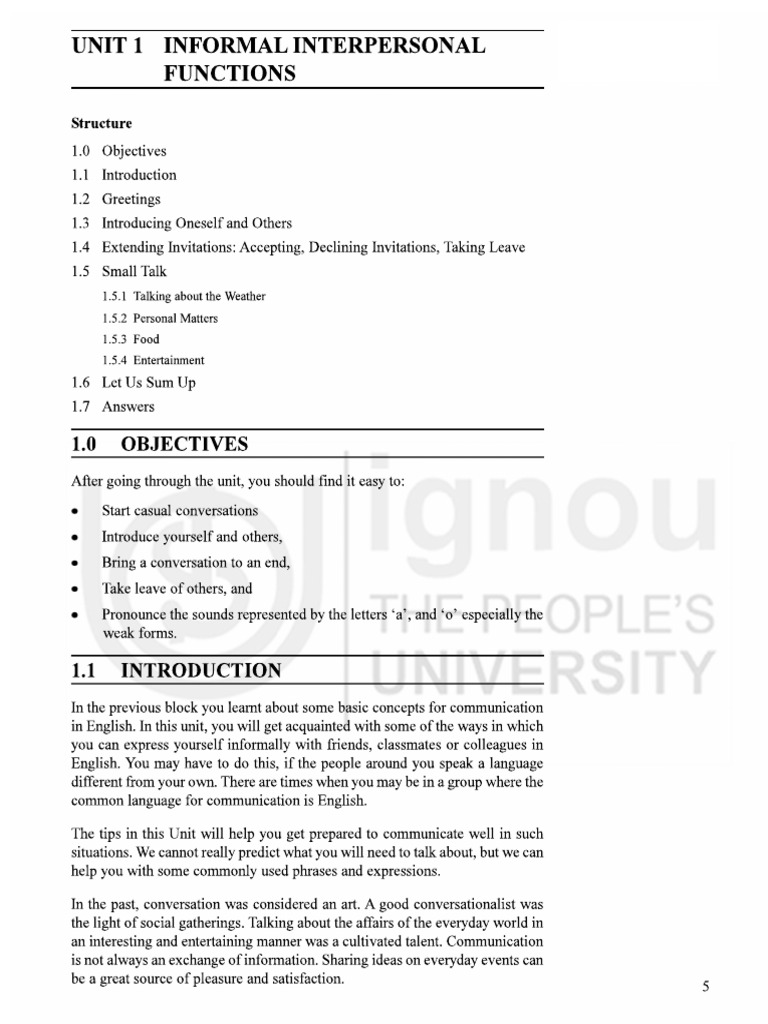 Unit-1 informal interpersonal functions | PDF