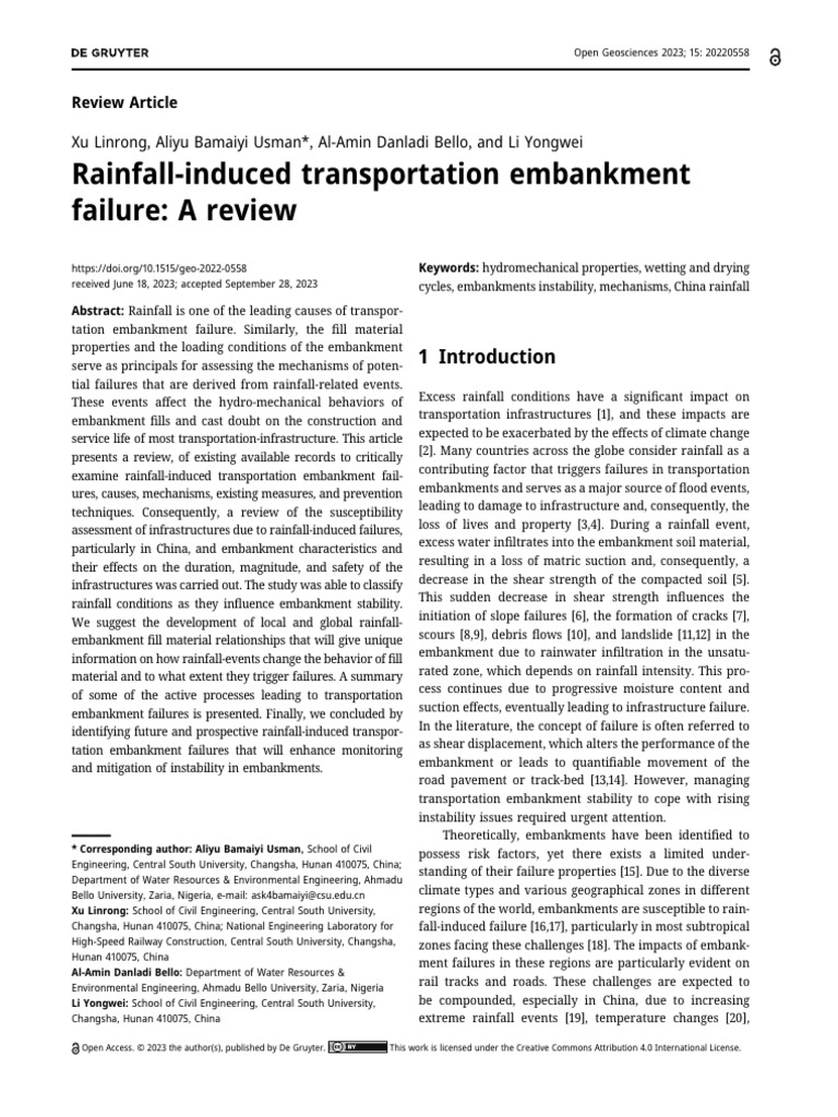 Xu Et Al. (2023) - RF Induced Transportation Embankment Failure ...