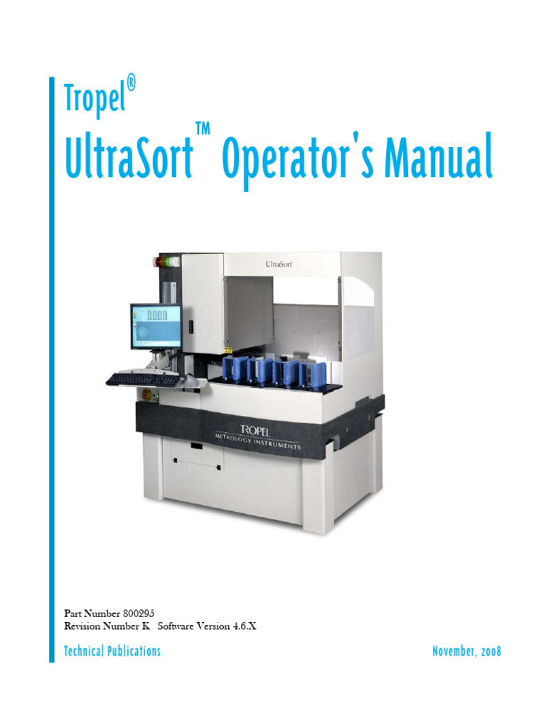 Tropel Ultra Sort Operator's Manual 2008 | PDF | Menu (Computing ...