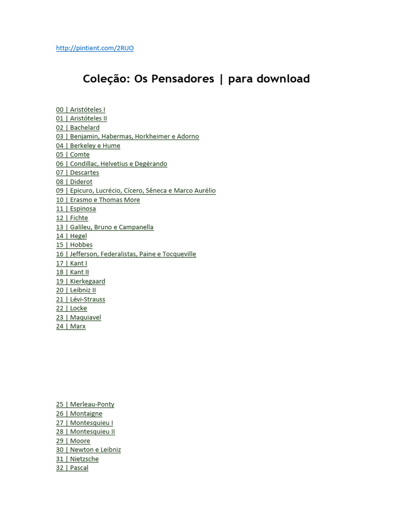 Coleção Completa: Os Pensadores PDF | PDF
