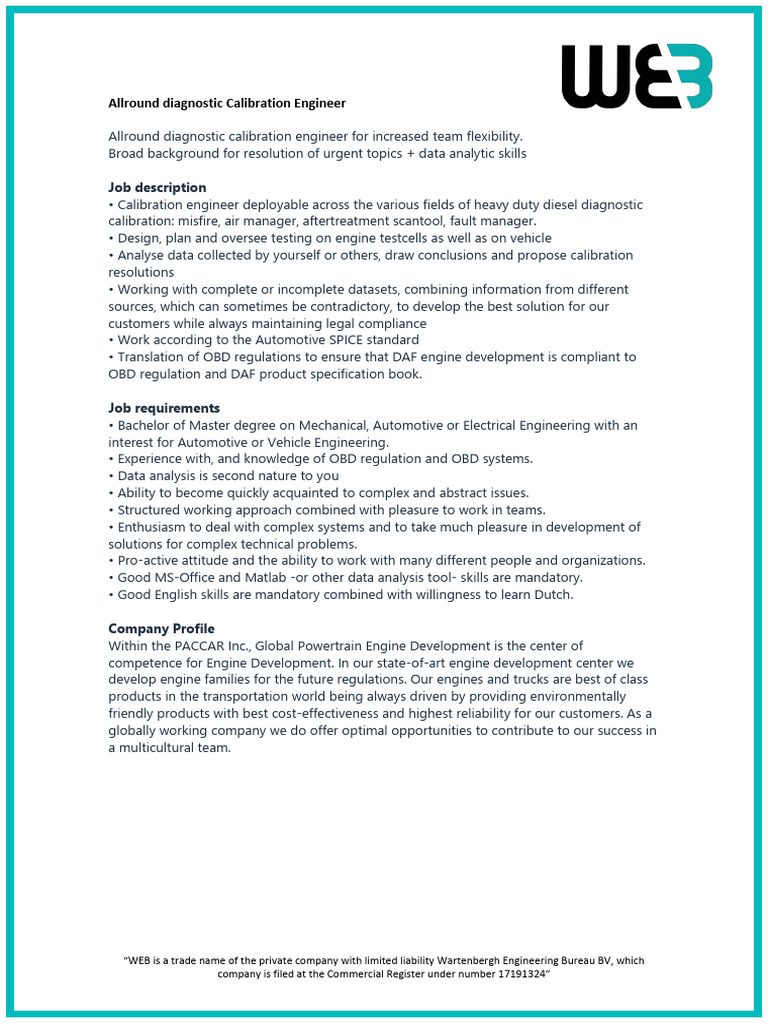 Allround OBD Calibration Engineer | PDF | Engineering