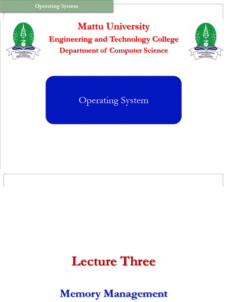 #OS Lecture Note 3 Memory Management | PDF | Random Access Memory | Computer Data Storage
