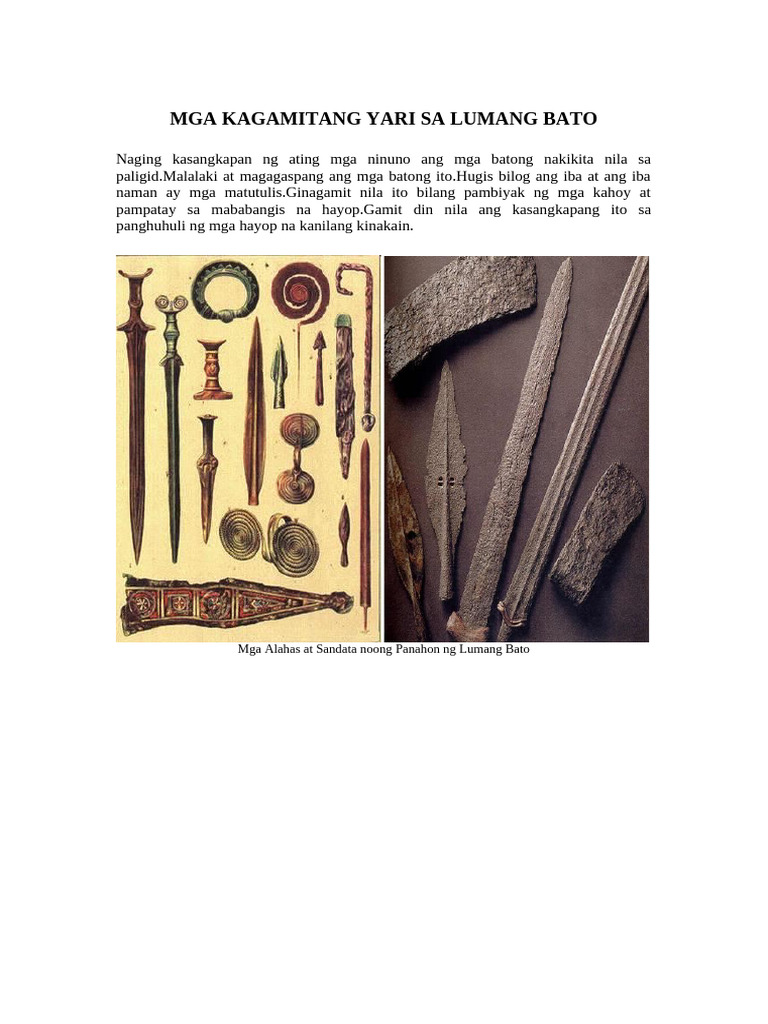 Mga Kagamitang Yari Sa Lumang Bato | PDF