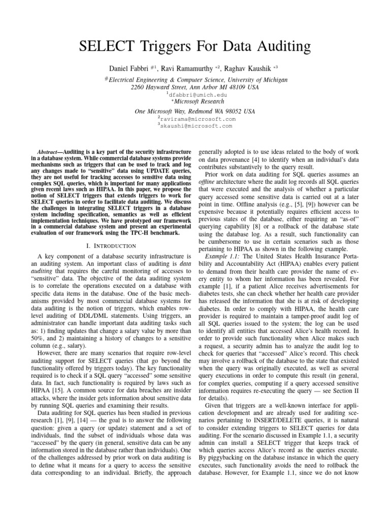 Select Triggers For Auditing | PDF | Databases | Sql