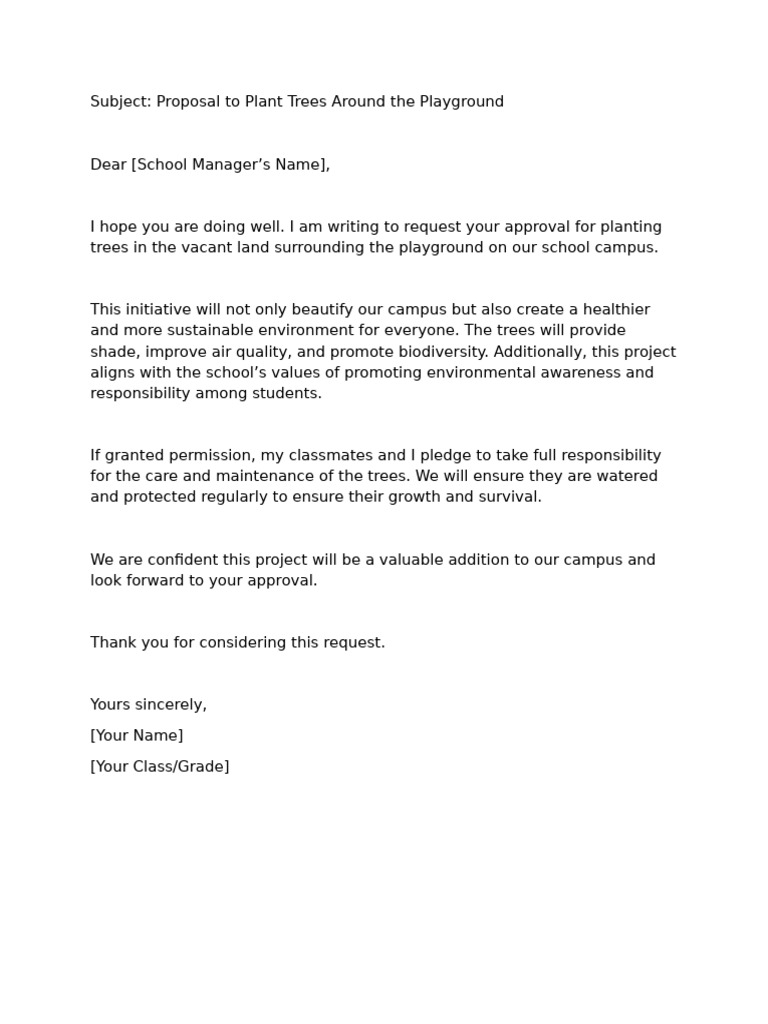 Tree Planting Proposal for Playground | PDF
