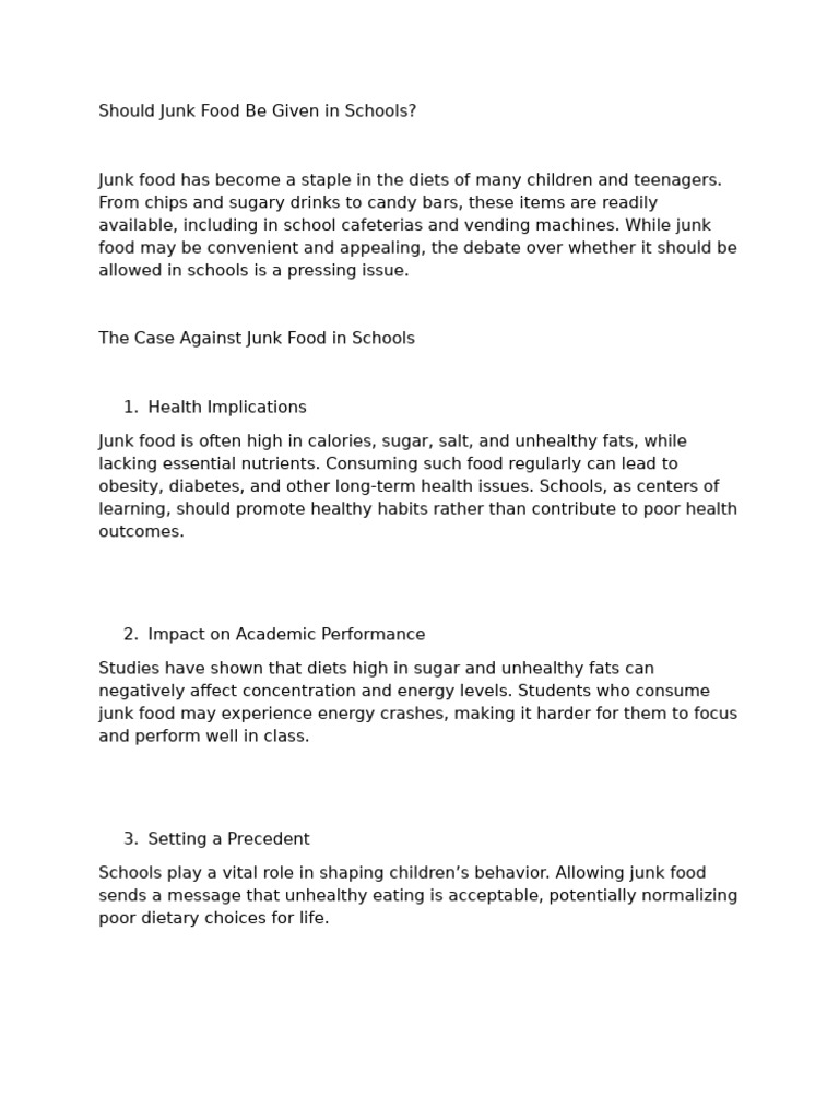 Article Writing Junk Food | PDF | Junk Food | Healthy Diet