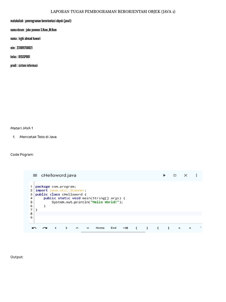 Tugas Java Mahasiswa SI | PDF
