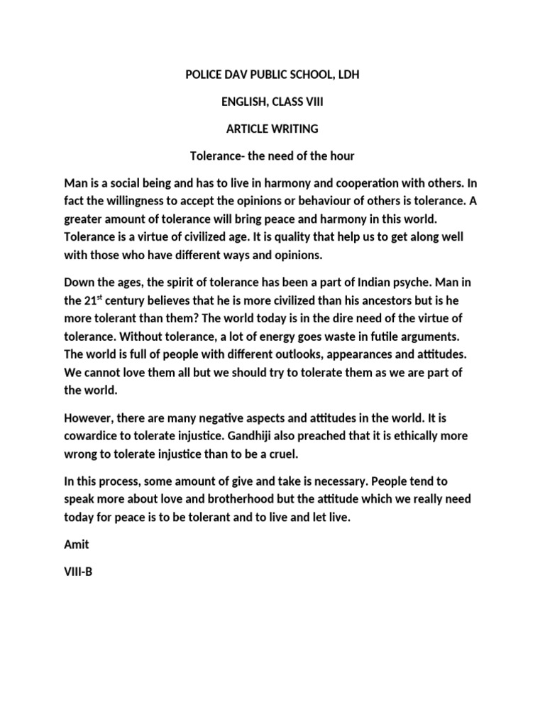Article Writing Class Viii | PDF
