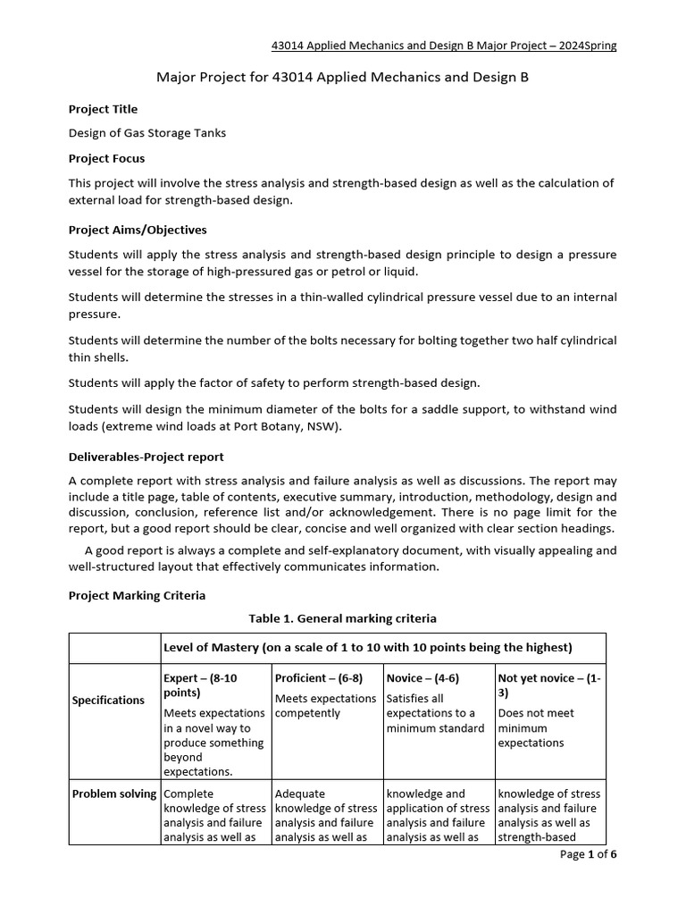 2024-Updated-43014 Applied Mechanics and Design B Major Project | PDF ...