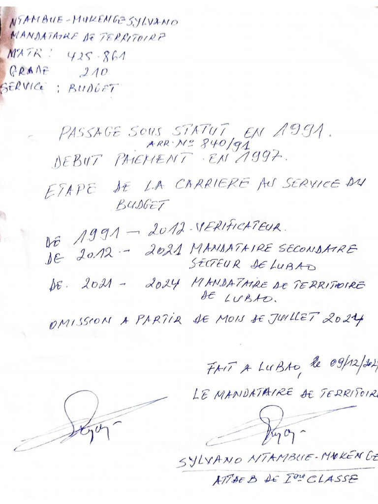 Dossier Ntambue Mukenge | PDF