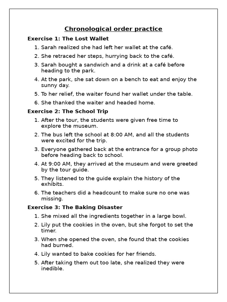 Chronological order activity | PDF