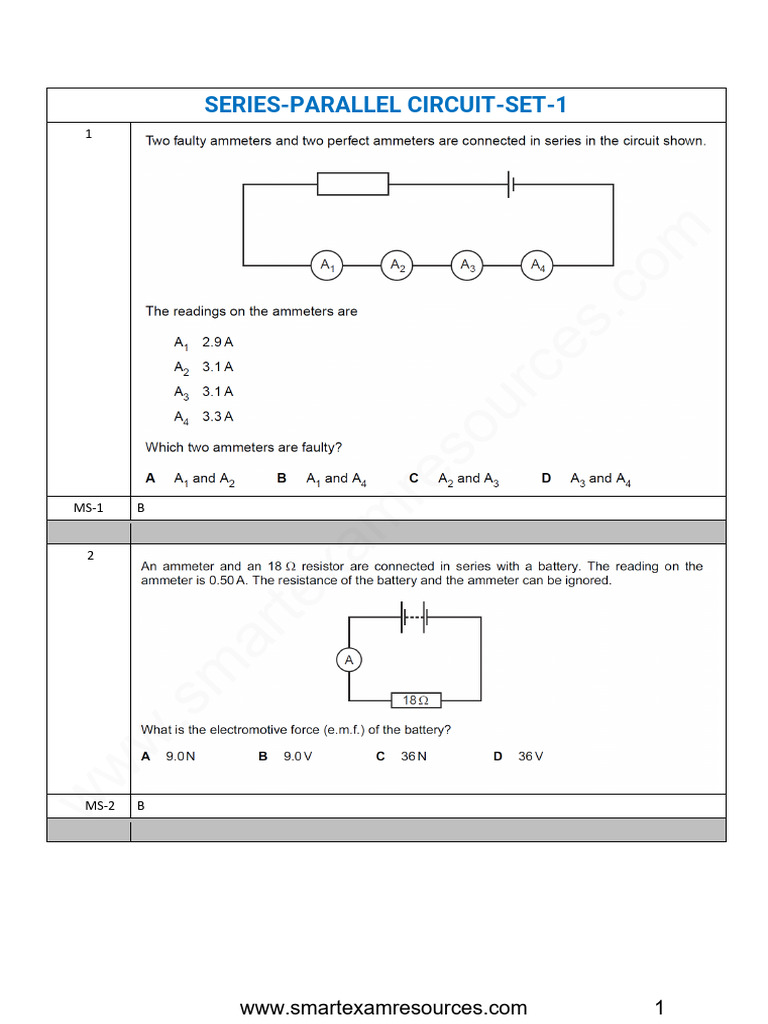Series-Parallel Circuit-Set-1 | PDF