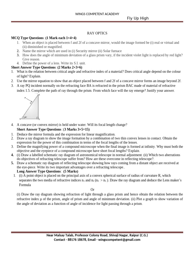 CH-9 RAY OPTICS CG | PDF | Optics | Electromagnetic Radiation