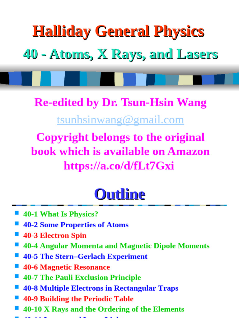 Halliday General Physics 8e.-40 (Atoms, X Rays, and Lasers) | PDF | Spin (Physics) | Atoms
