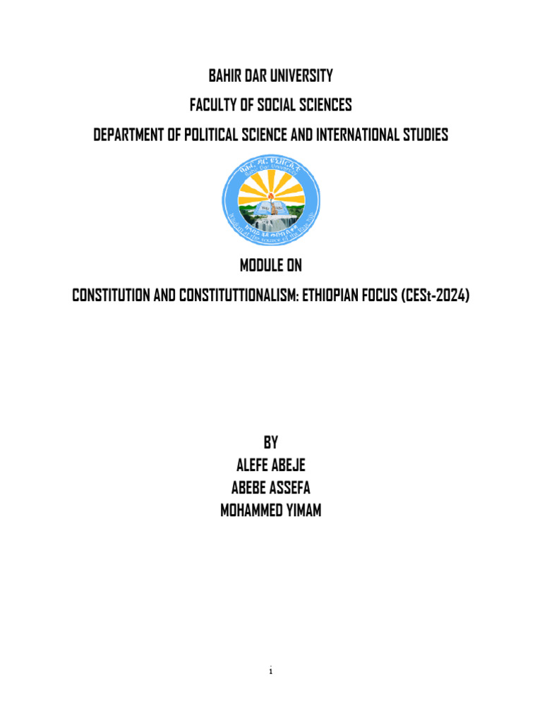 Constitution Addisu | PDF | Constitution | Rule Of Law