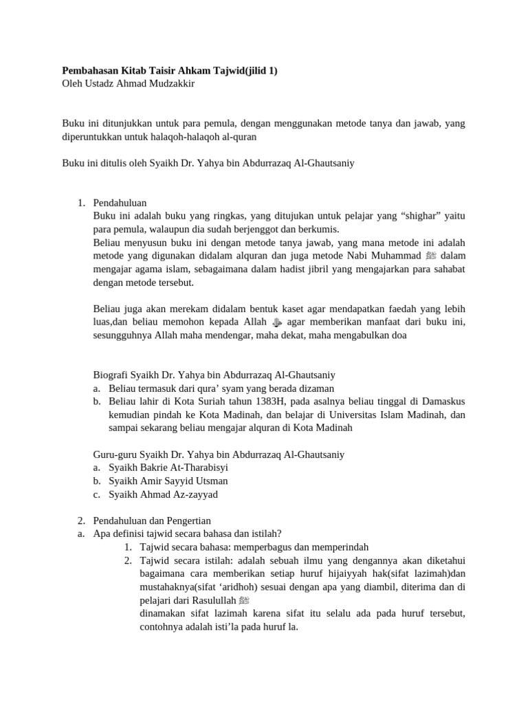 Taisir Ahkam Tajwid untuk Pemula | PDF