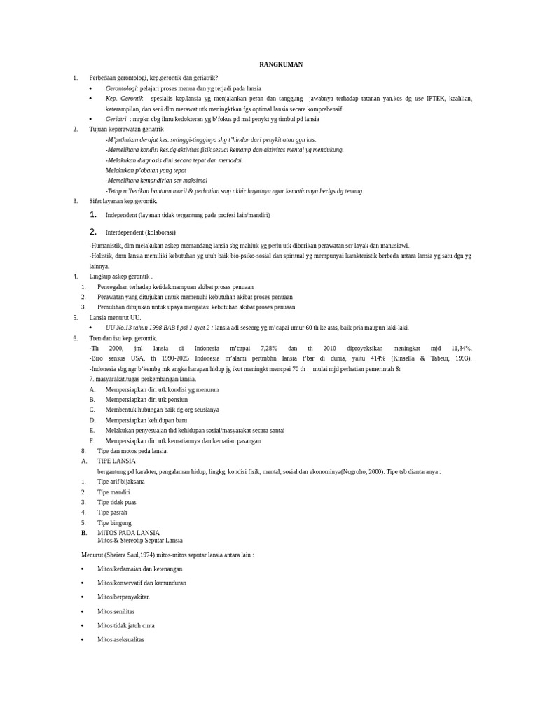 Memahami Gerontologi dan Keperawatan Geriatrik | PDF