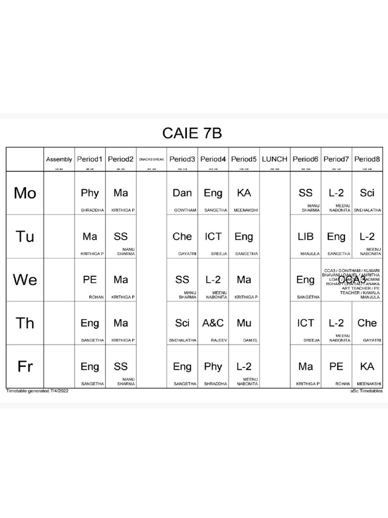 Class_svhedule_7B | PDF