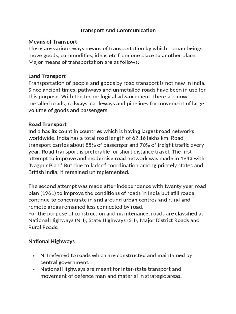 Transport and Communication | PDF | Rail Transport | Transport