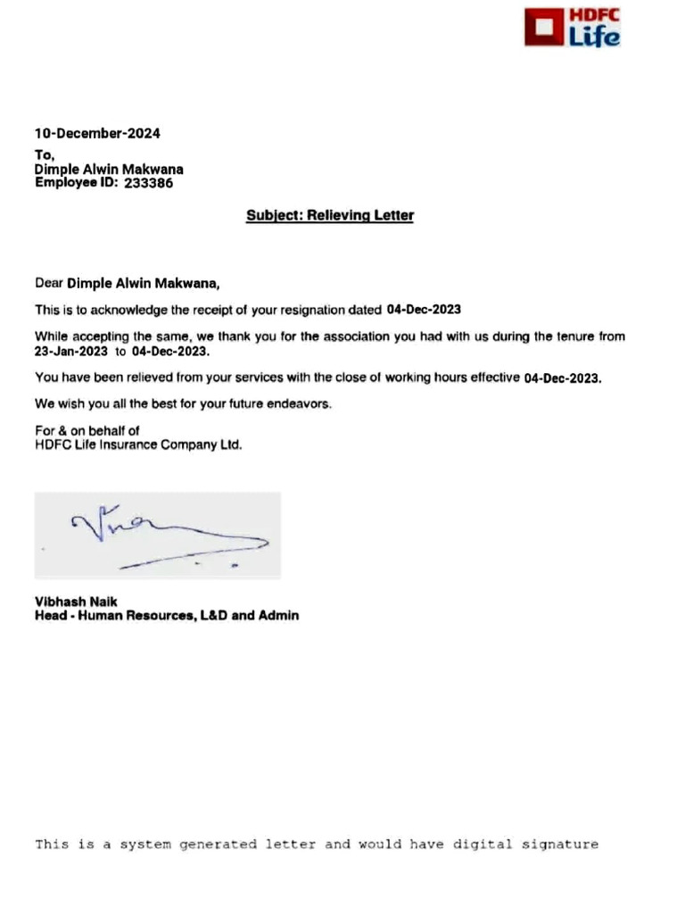 Reliving Letter | PDF