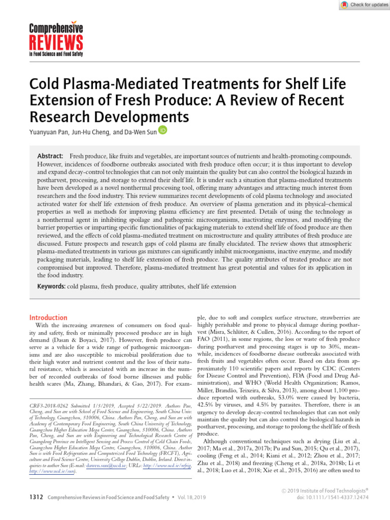 Comp Rev Food Sci Food Safe - 2019 - Pan - Cold Plasma Mediated ...