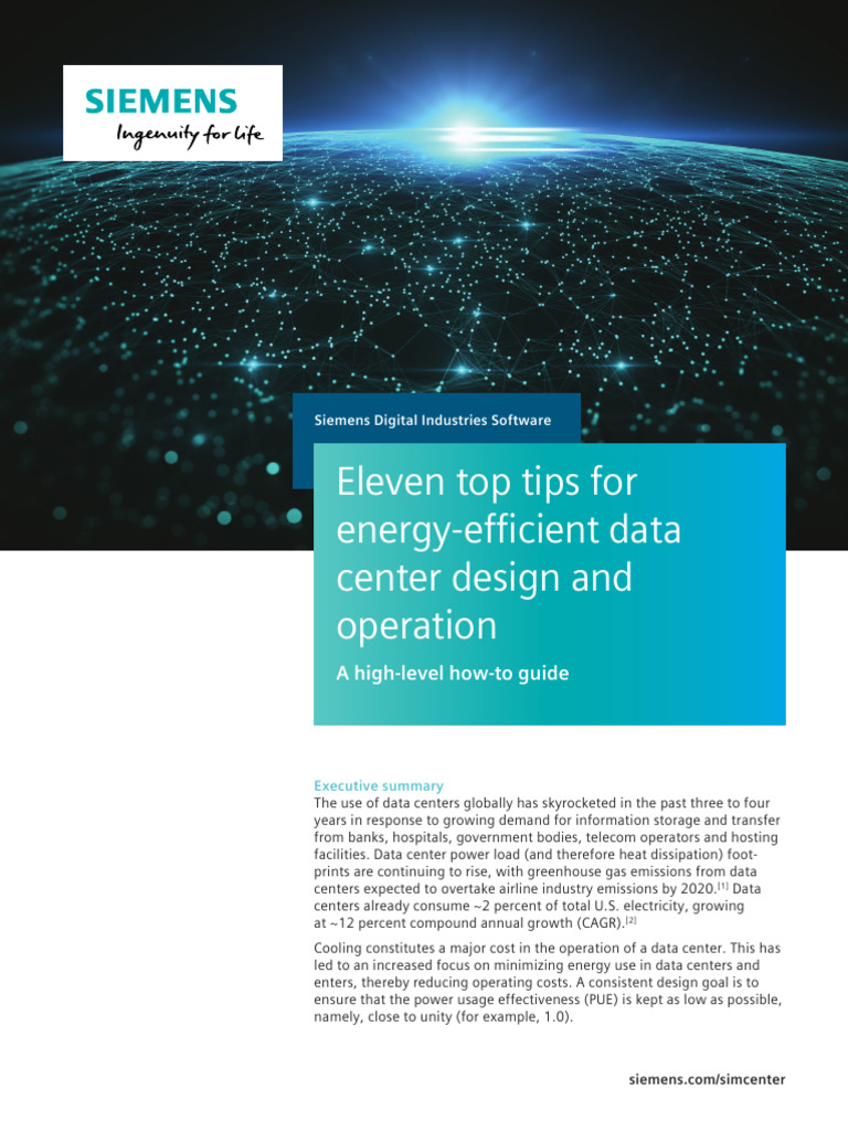 Siemens SW Eleven Top Tips for Energy Efficient Data Center Design and Operation WP Tcm56 71336 ...