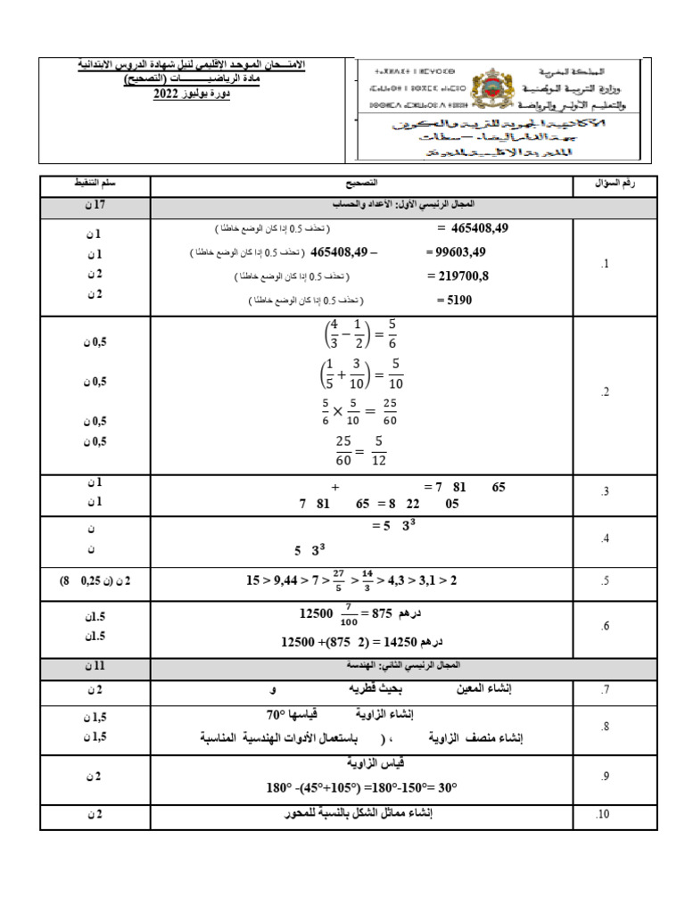 Ex2 + تصحيح الرياضيات 2022 | PDF