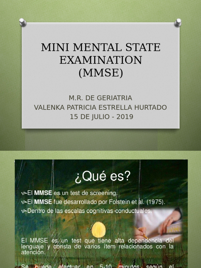 Mini Mental State Examination (Mmse) | PDF