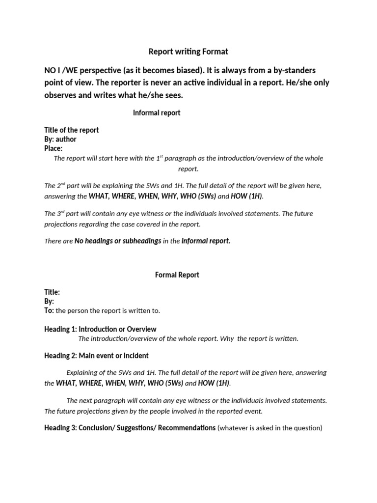 report writing format | PDF