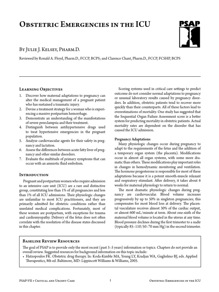 ICU Management of Obstetric Emergencies | PDF | Pregnancy | Childbirth