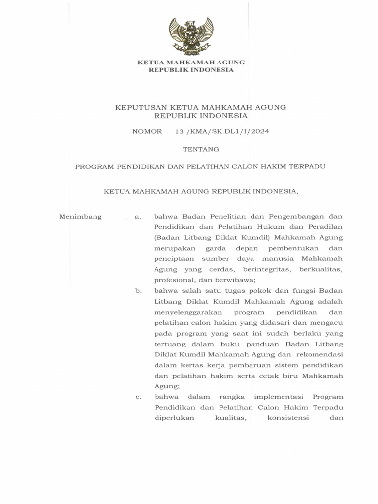 SK Kma Nomor 13 - Kma - SK - DL1 - I - 2024 | PDF