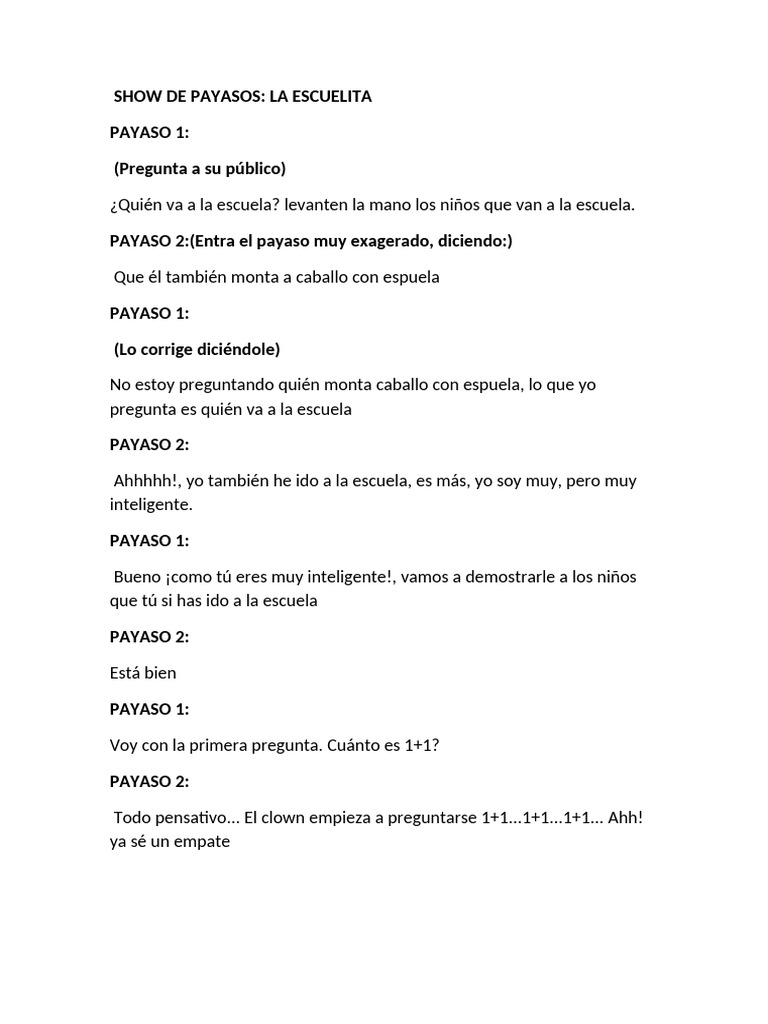 SHOW DE PAYASOS 3ro | PDF