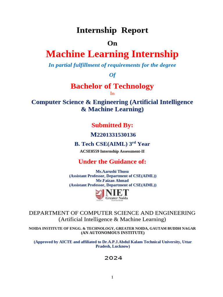 final report saksham | PDF | Statistical Classification | Machine Learning